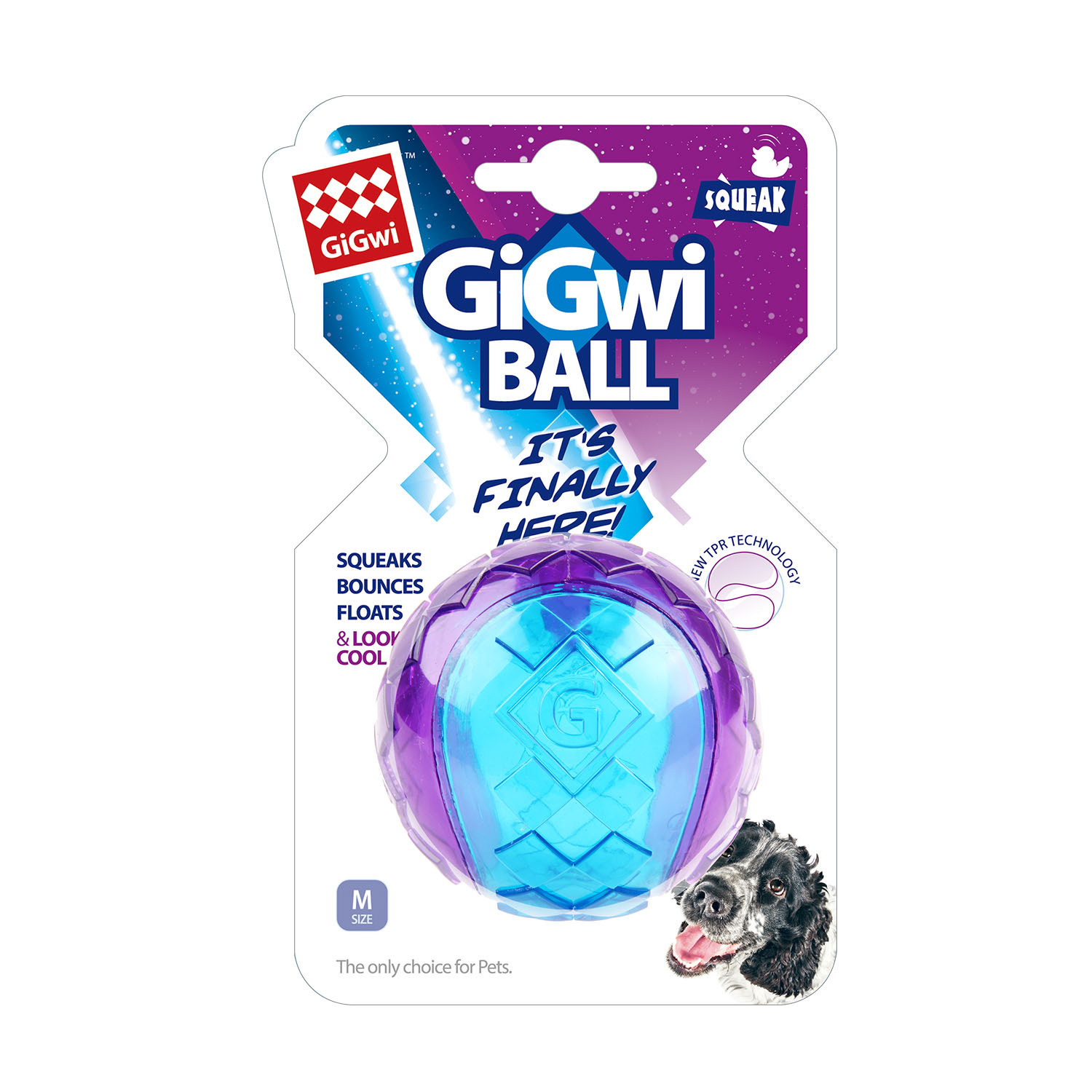 GiGwi Juguete Para Perro Ball Squeaker Transparente Morado/Azul - Large ...